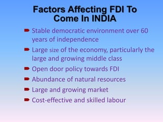 Fii and fdi | PPTX | Stocks and Bonds | Personal Investing