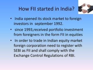 Fii and fdi | PPTX | Stocks and Bonds | Personal Investing
