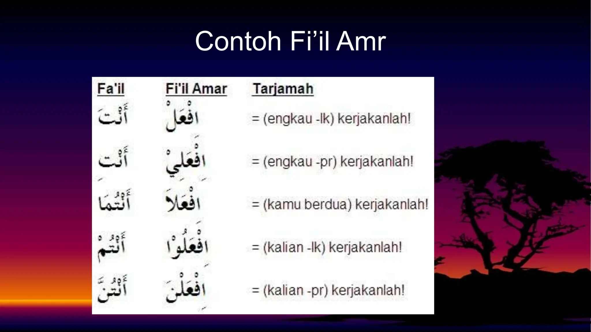 FI'IL AMR persentasi bahasa arab ilmu nahwu | PPTX