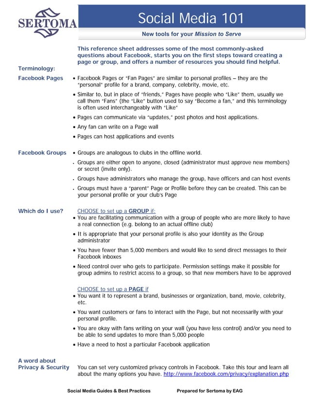Social Media Handout - Sertoma National Convention 2010 | PDF