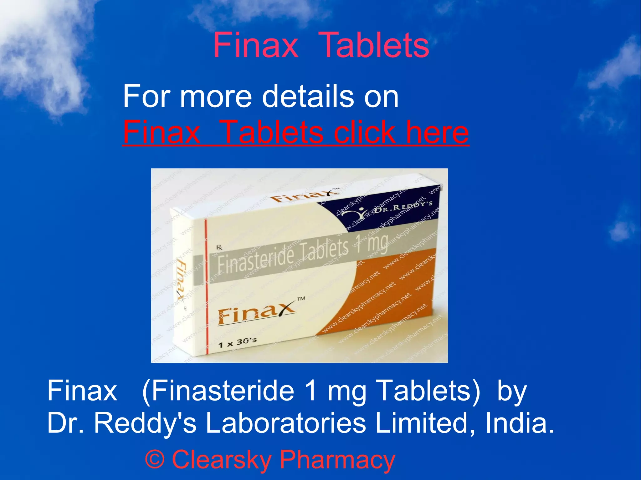 Finax (Finasteride 1 mg Tablets) | ODP | Pregnancy | Reproductive Health