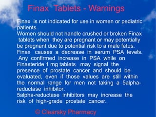 Finax (Finasteride 1 mg Tablets) | ODP | Pregnancy | Reproductive Health