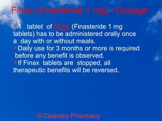 Finax (Finasteride 1 mg Tablets) | ODP
