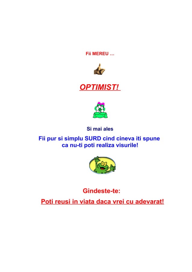 Fii Optimist Alegoria Broscutelor | PDF