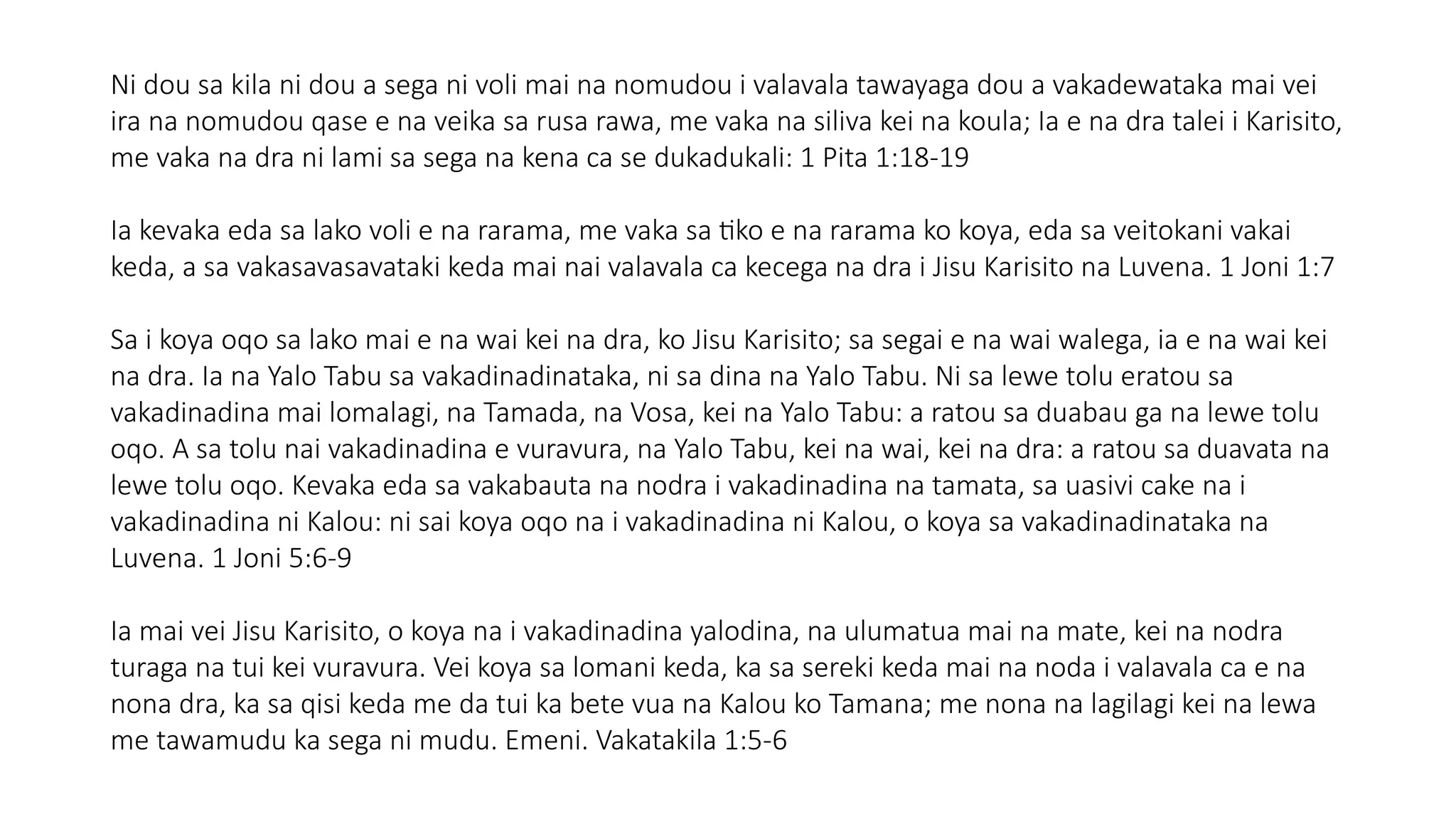 Fijian - Na Dra Talei i Jisu Karisito - The Precious Blood of Jesus ...