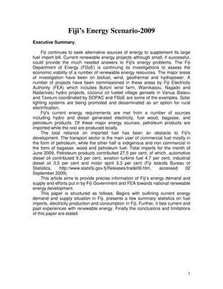 Fiji’s Energy Scenario-2009 | PDF | Power and Energy Industry | Industries
