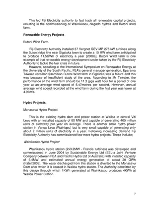 Fiji’s Energy Scenario-2009 | PDF | Power and Energy Industry | Industries