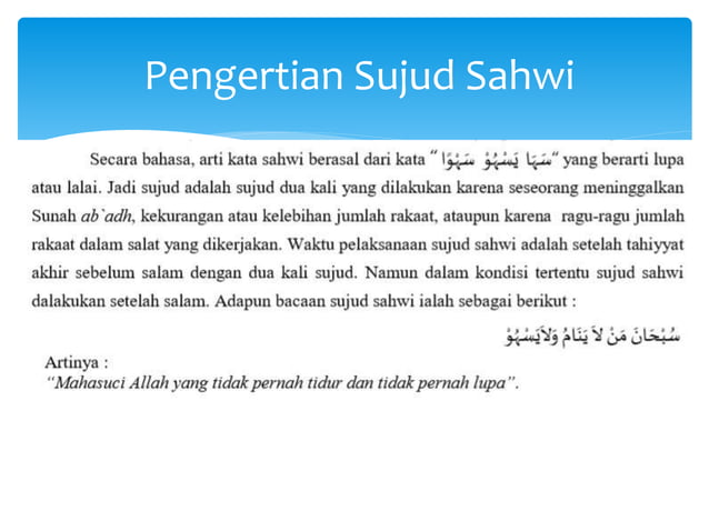 Fikih 1 Kelas 8 MTs Sujud Sahwi, Sujud Syukur dan Sujud Tilawah | PPTX