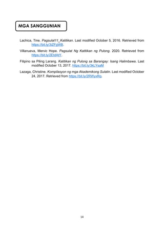 Fil sa Piling Lar Q1 M1 Katitikan ng Pul | PDF