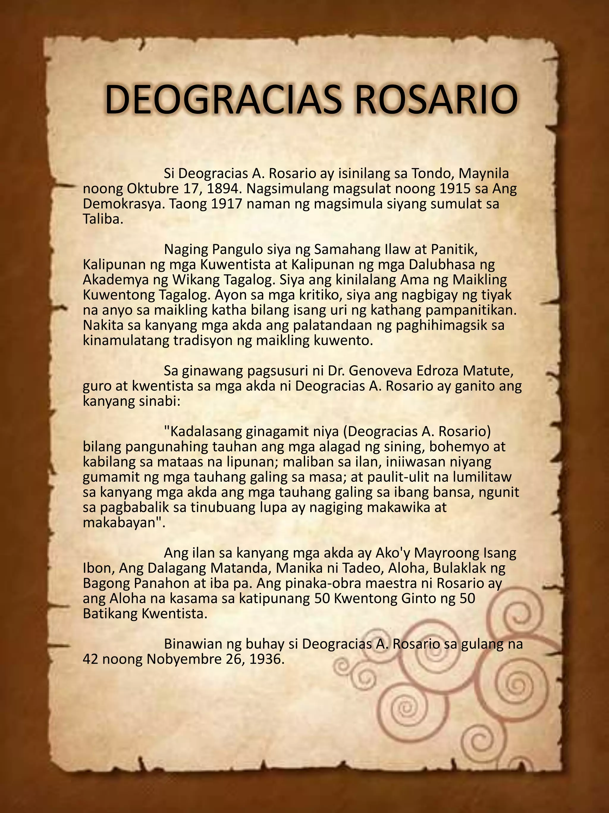 Mga bantog na manunulat | PPTX