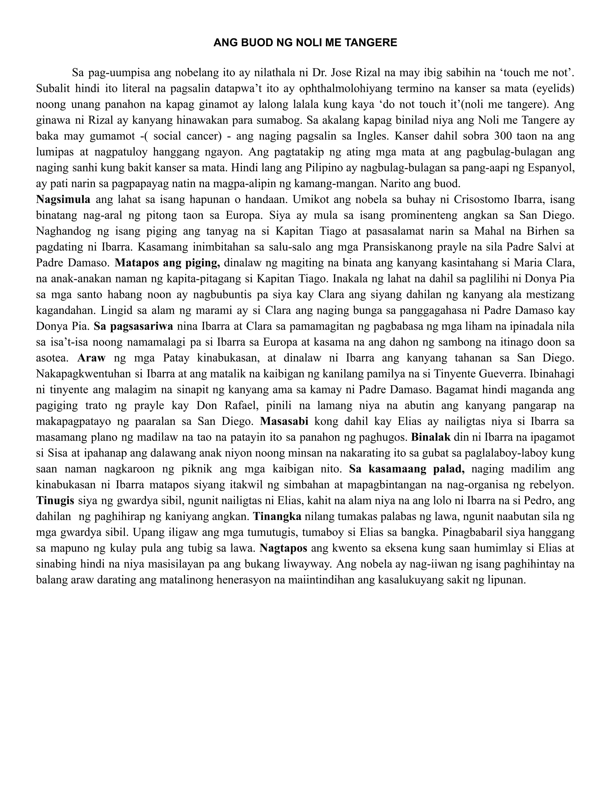 FIL. 101 - Bb. Mary Rose Billion - ANG BUOD NG NOLI ME TANGERE AT EL FILIBUSTERISMO.pdf