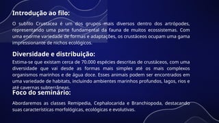 SUBFILO CRUSTACEA: Remipedia, Branchiopoda e cephalocarida.pptx