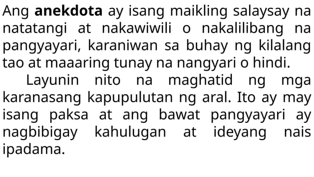 Pagsagot ng mga tanong tungkol sa talaarawan at anekdota | PPTX