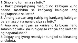 Pagsagot ng mga tanong tungkol sa talaarawan at anekdota | PPTX