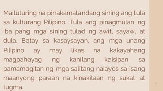 Fil 10 TULA.pdf tulaaaaaa. Grade 10 Unang MARKAHAN | PDF