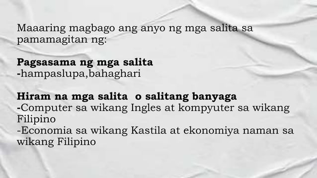 FIL 10 KUWARTER 2 - ETIMOLOHIYA.pptxAng etimolohiya (pinagmulan ng salita) ay ang pag-aaral ng ...