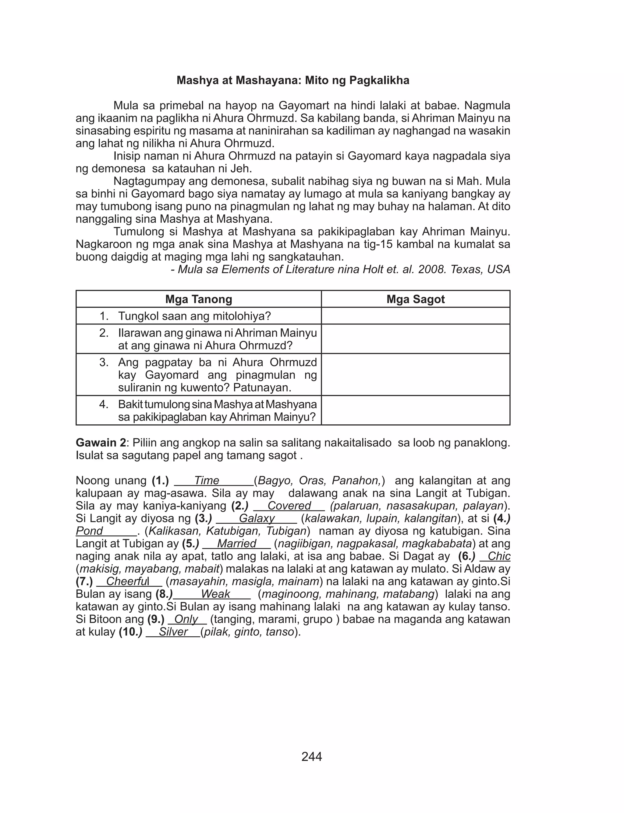 Filipino Grade 10 module unit 3 | PDF