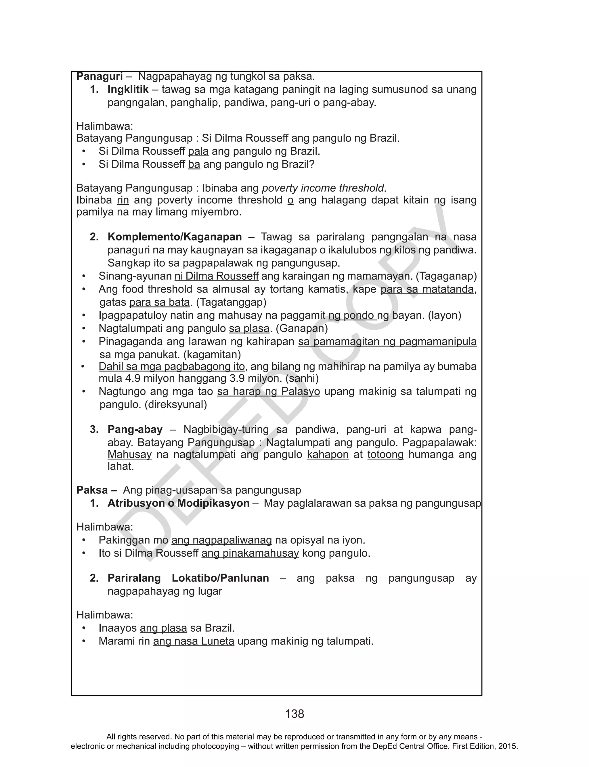Grade 10 Filipino Learners Material (Unit 2) | PDF