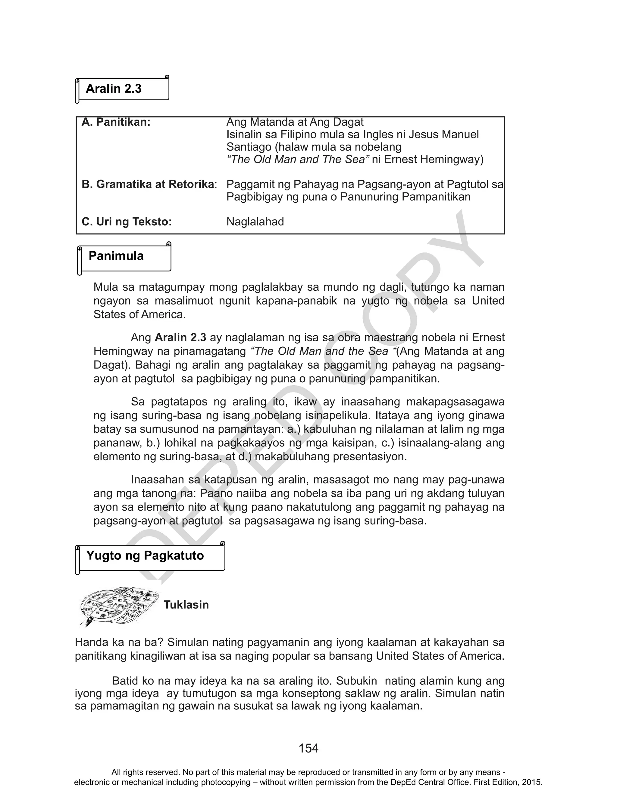 Grade 10 Filipino Learners Material (Unit 2) | PDF