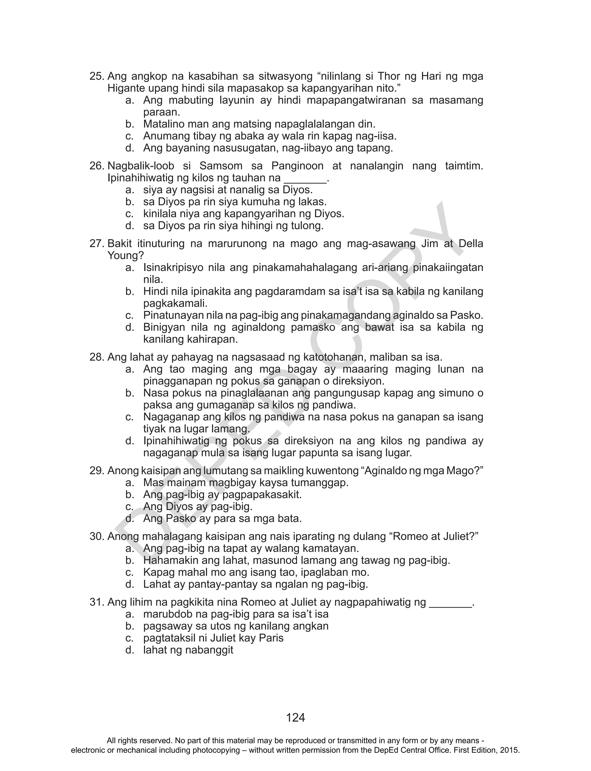 Grade 10 Filipino Learners Material (Unit 2) | PDF