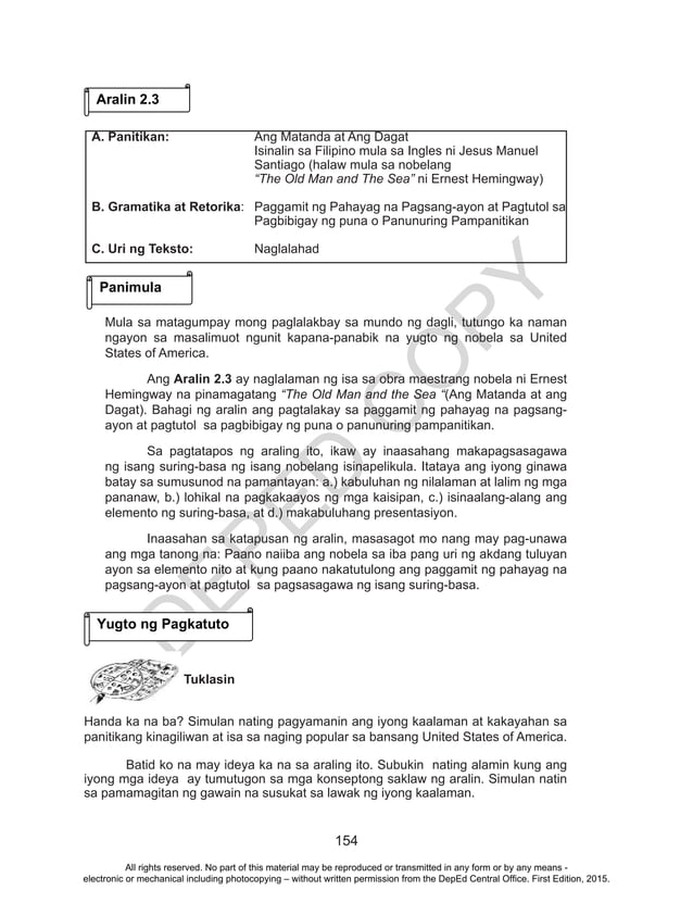 Grade 10 Filipino Learners Material (Unit 2) | PDF