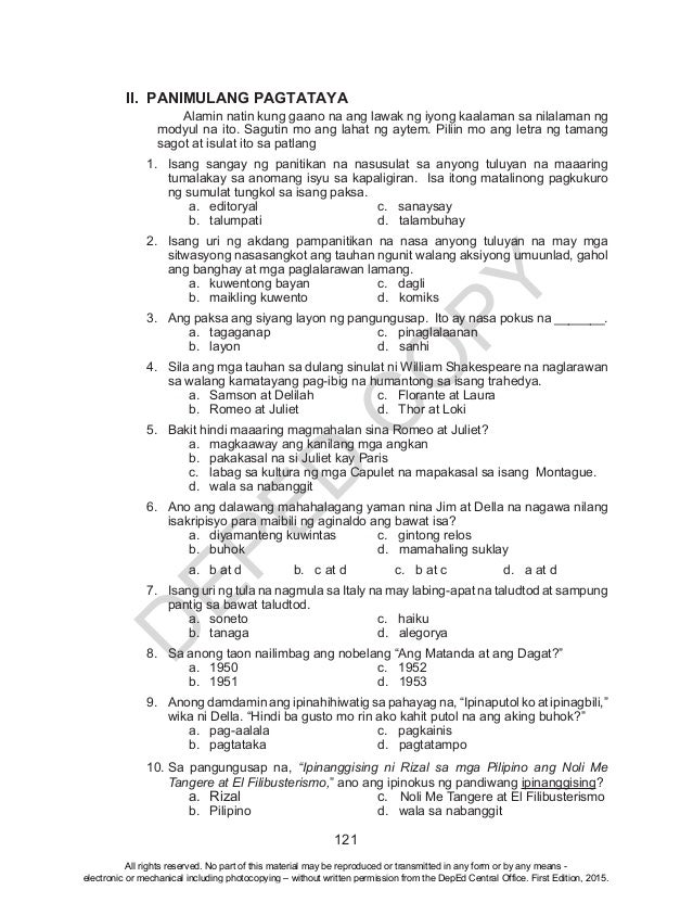 Grade 10 Filipino Learners Material (Unit 2)