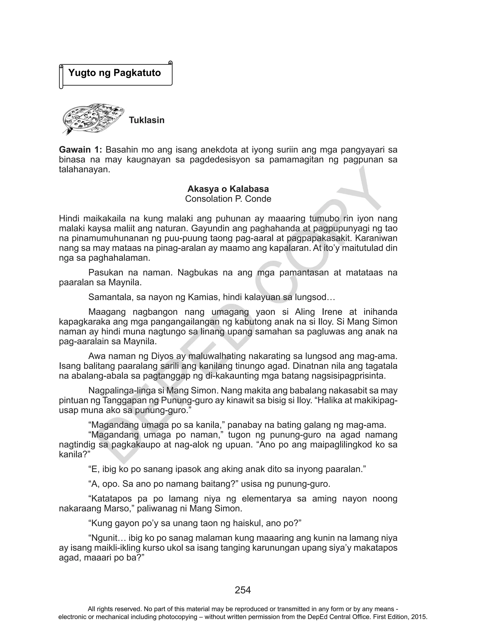 FILIPINO Grade 10 Learning Module Unit 3 | PDF