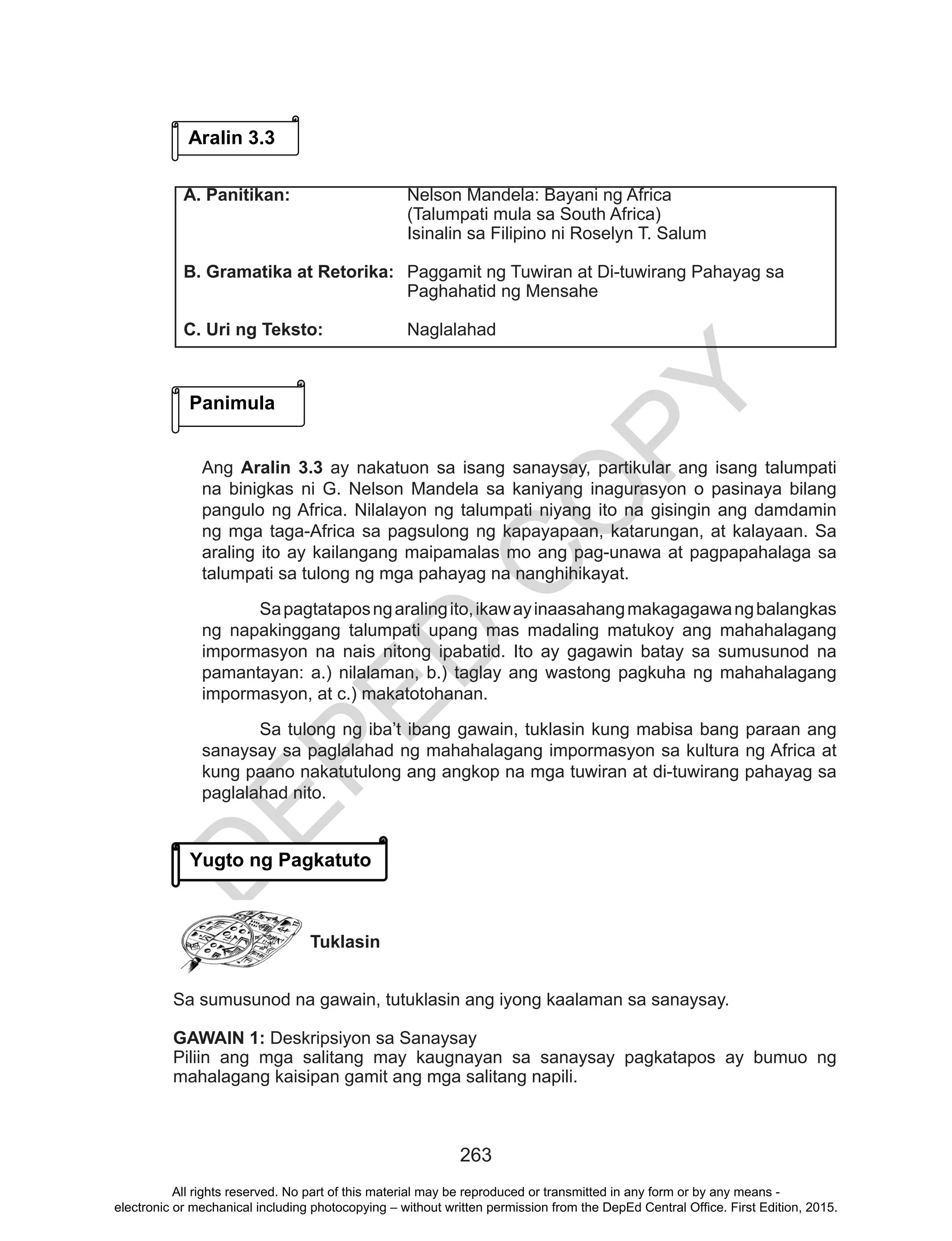 FILIPINO Grade 10 Learning Module Unit 3 | PDF