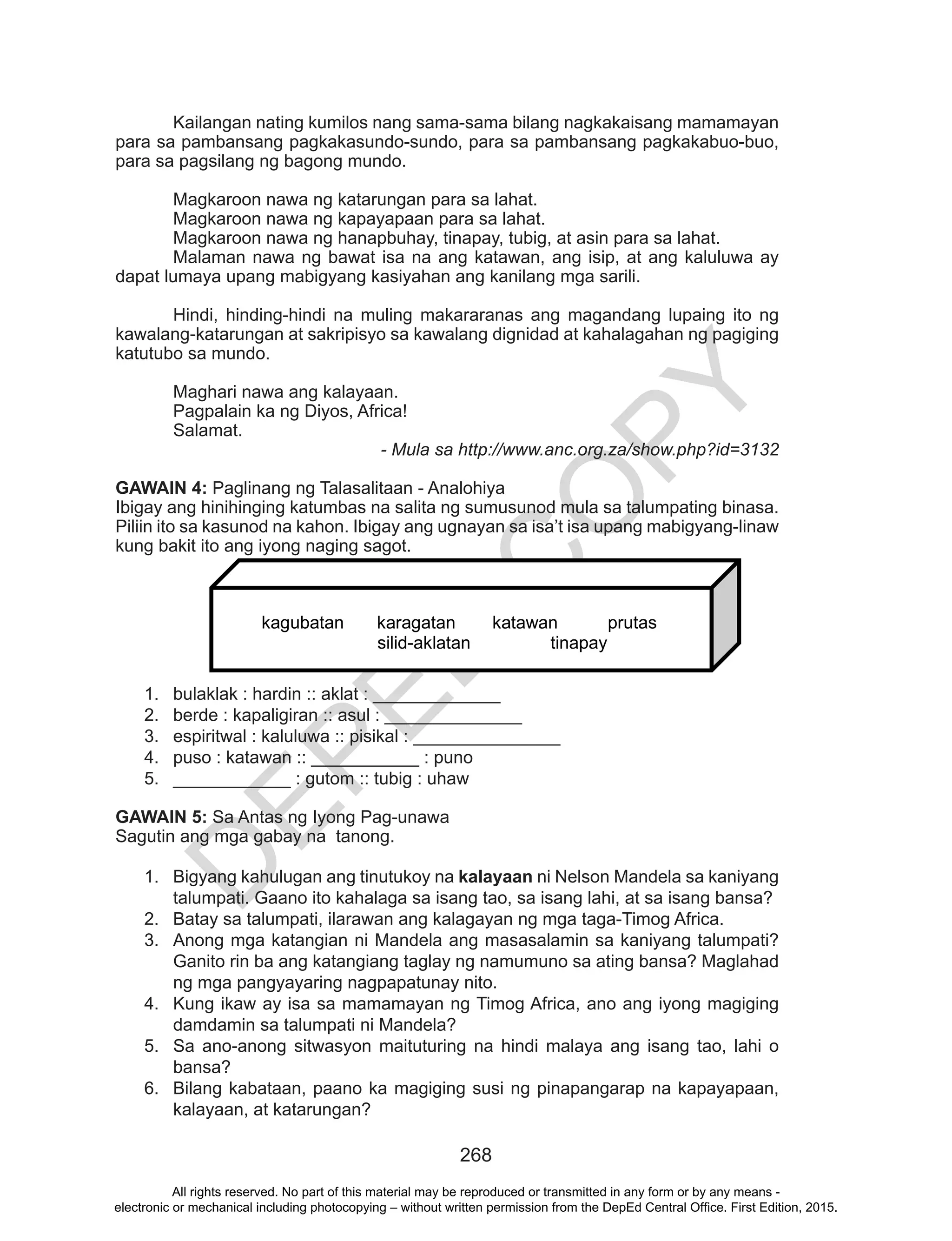 FILIPINO Grade 10 Learning Module Unit 3 | PDF