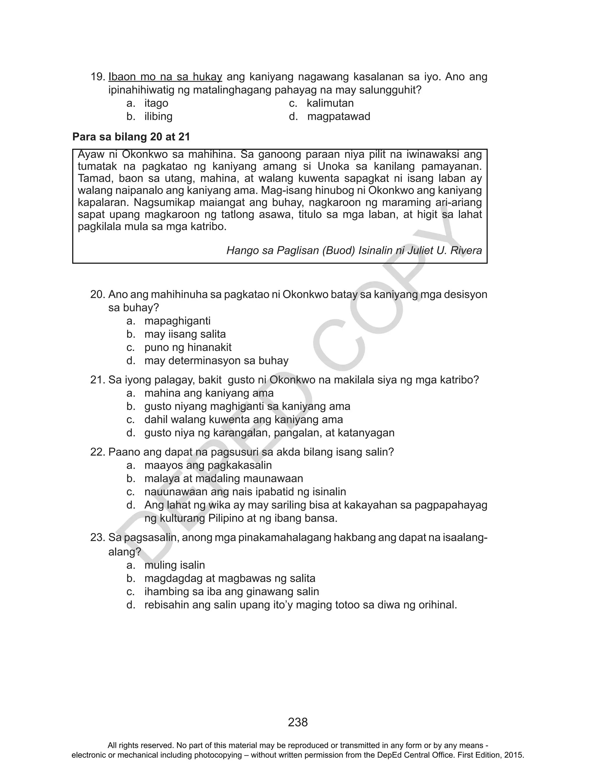 FILIPINO Grade 10 Learning Module Unit 3 | PDF