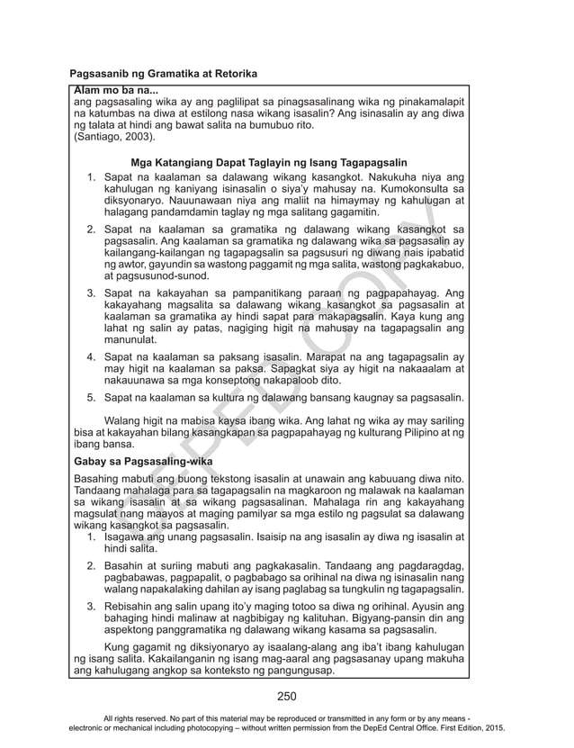 FILIPINO Grade 10 Learning Module Unit 3 | PDF