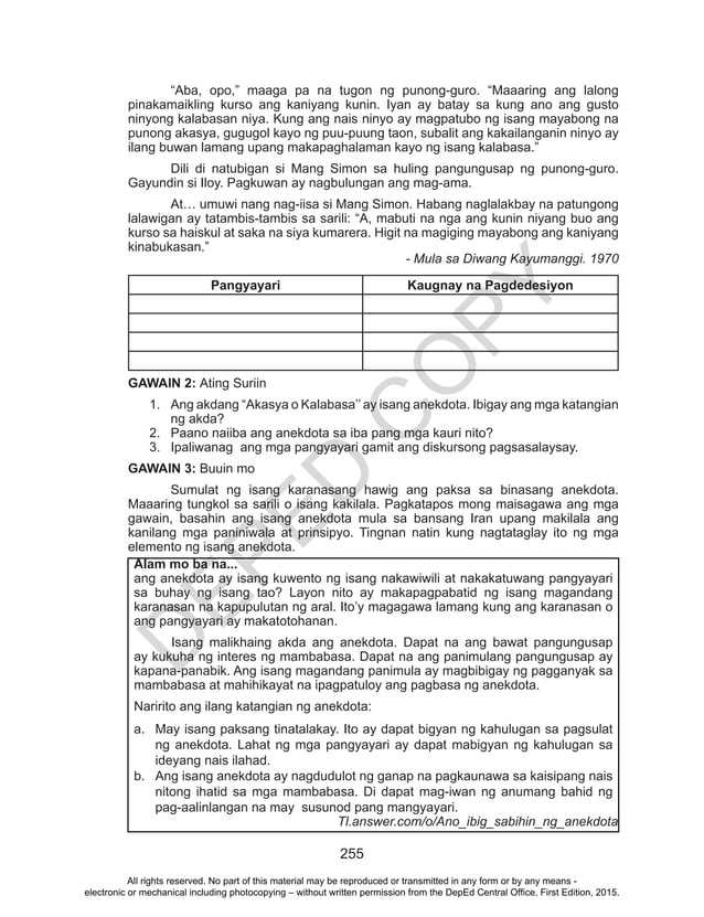 FILIPINO Grade 10 Learning Module Unit 3 | PDF