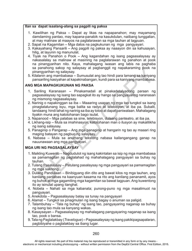 FILIPINO Grade 10 Learning Module Unit 3 | PDF