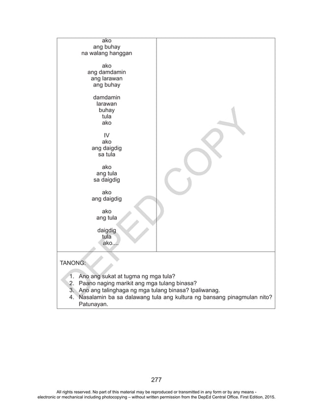 FILIPINO Grade 10 Learning Module Unit 3 | PDF
