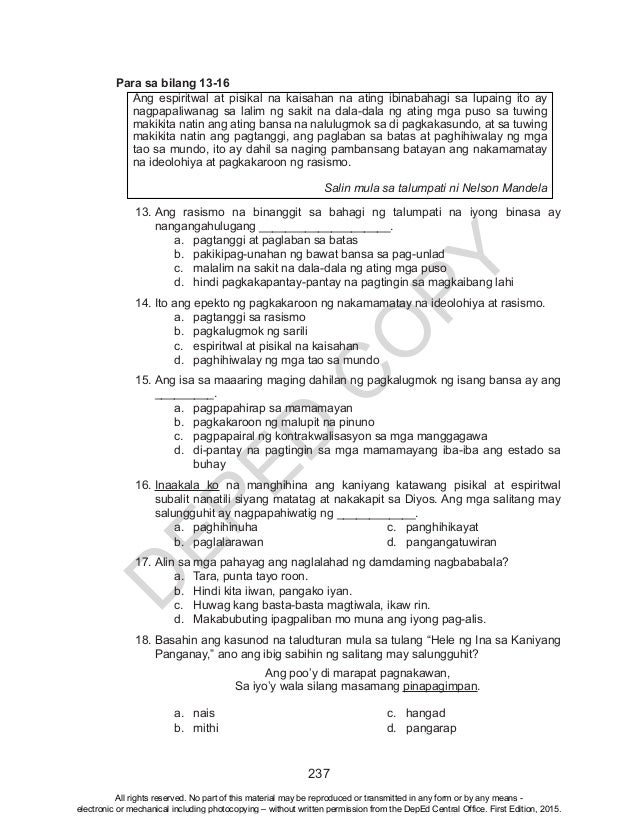 FILIPINO Grade 10 Learning Module Unit 3