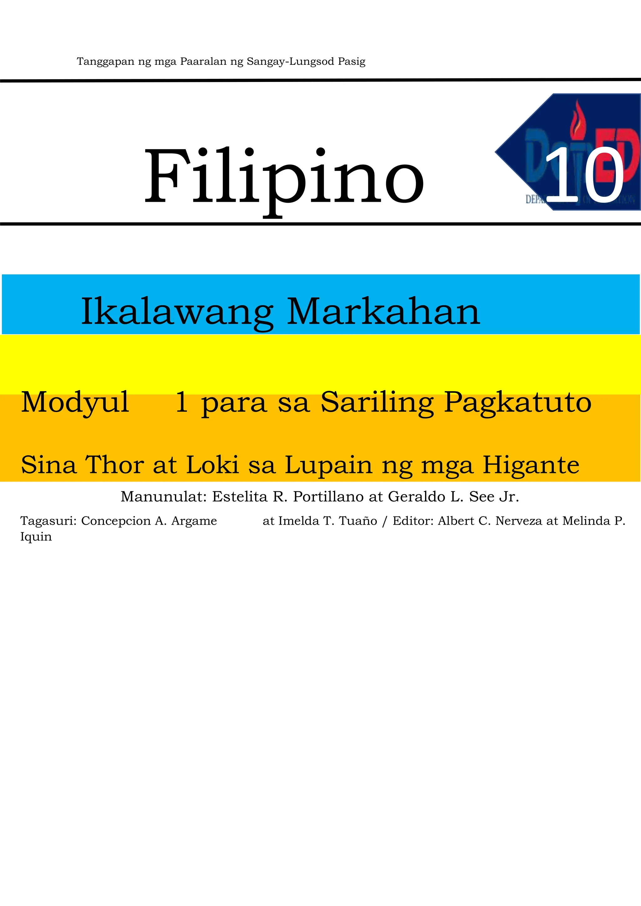 FILIPINO 10 SINA THOR AT LOKI SA LUPAIN NG MGA HIGANTE | DOCX
