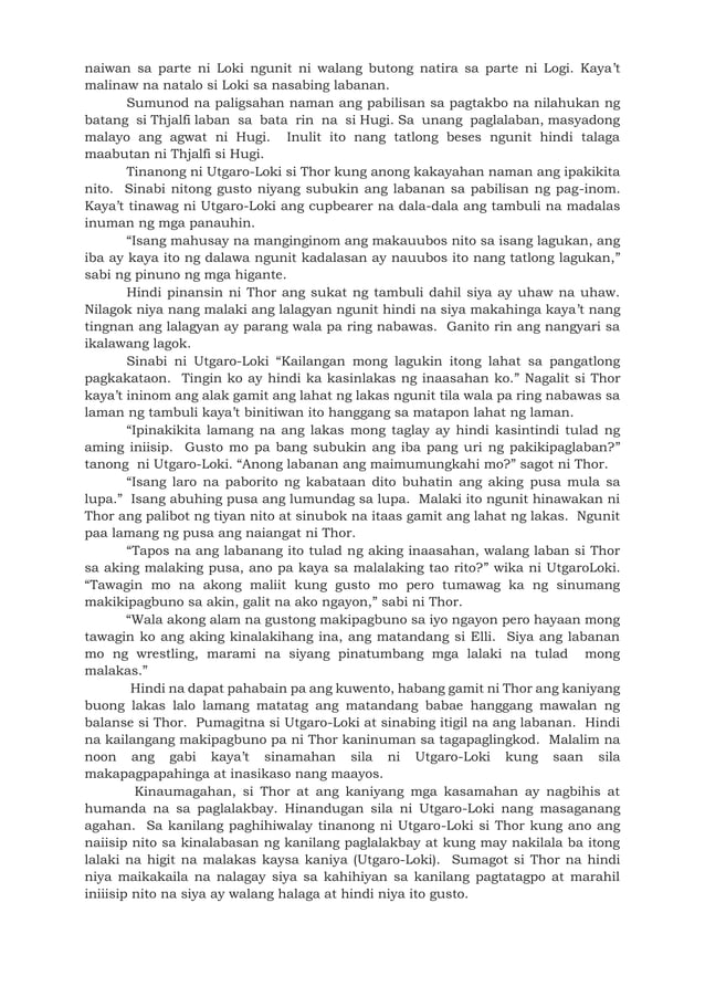 FILIPINO 10 SINA THOR AT LOKI SA LUPAIN NG MGA HIGANTE | DOCX