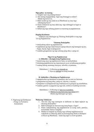 Banghay Aralin sa Filipino 11 Pagbasa at Pagsusuri ng Teksto Tungo sa ...