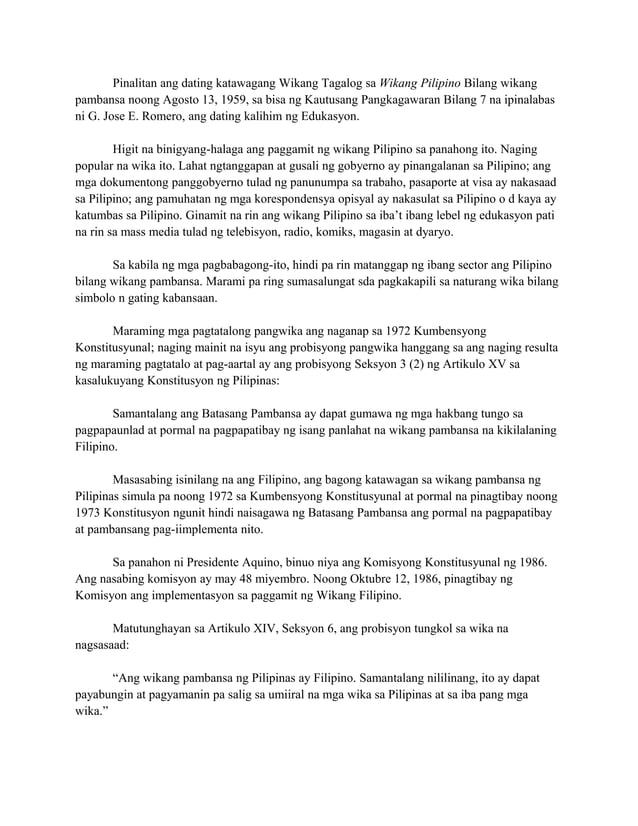 Fil12 1...ang kasaysayan ng wikang filipino | PDF