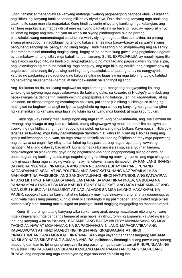 Talumpati ni rizal sa piging na parangal sa Mga pintor na pilipino | DOCX