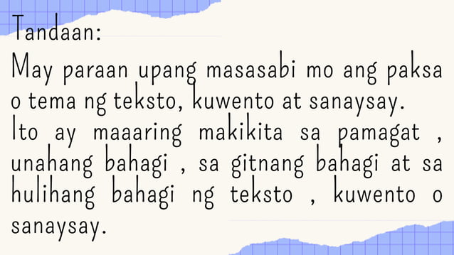 FILIPINO 3 Q3W3 DAY 1. Pagbibigay ng Paksa sa Kuwento o Sanaysaypptx | PPTX