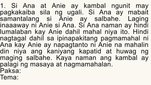 FILIPINO 3 Q3W3 DAY 1. Pagbibigay ng Paksa sa Kuwento o Sanaysaypptx | PPTX