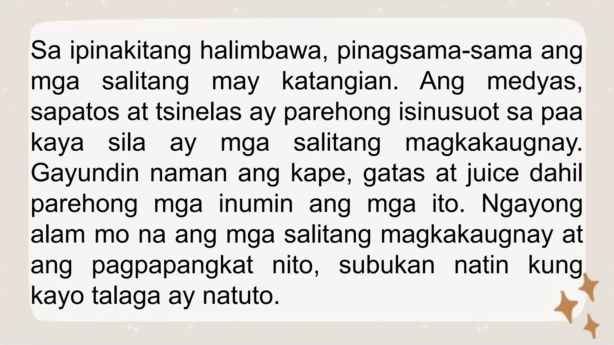 Filipino Subject, Topic: Pangkat ng mga Salitang Magkakaugnay | PPTX