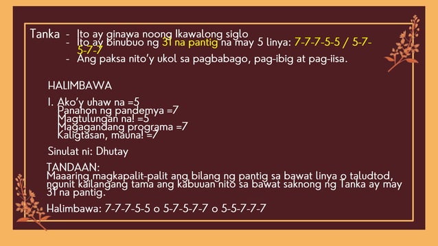 Fil 9 Q2 Week 1: Tanka at Haiku.pptx
