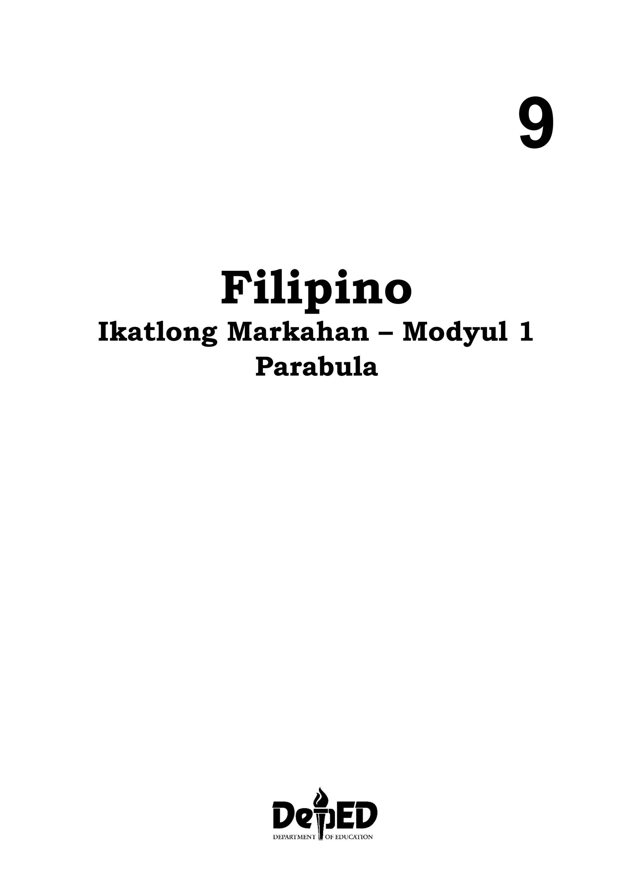 FILIPINO 9 IKATLONG MARKAHAN - UNANG MODYUL | PDF