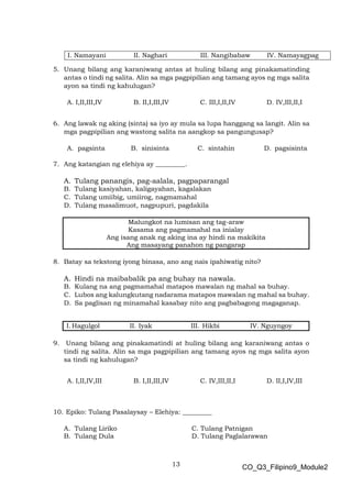 FIL9 Q3 MODYUL2.pdftttttttttttttttttttttttttttttttttttt | PDF