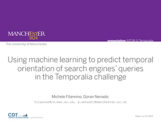 Using machine learning to predict temporal orientation of search engines’ queries in the ...