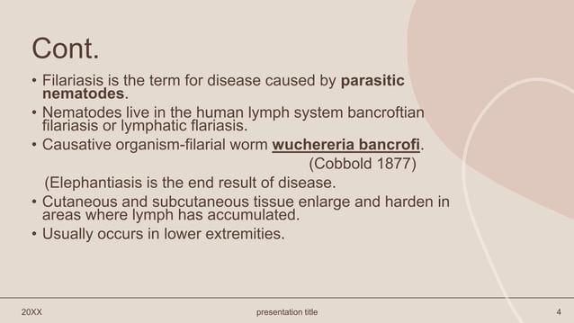 FILARIASIS Department of Physiotherapy, SHUATS | PPT
