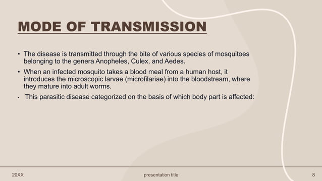FILARIASIS Department of Physiotherapy, SHUATS | PPT