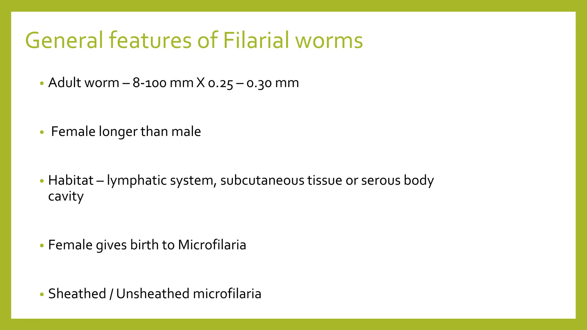 filariasis classification and general features | PPTX